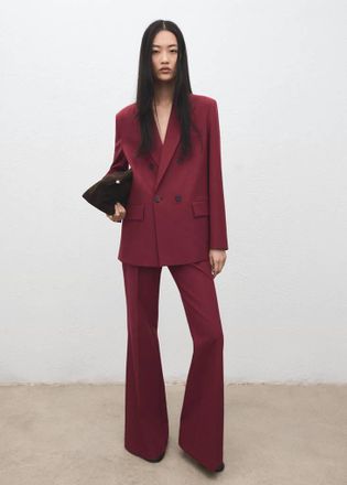 Mango Doppelreihiger Blazeranzug weinrot - Damen - XS - MANGO
