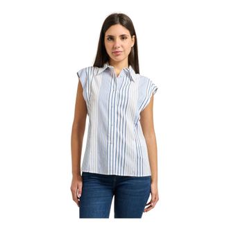 Manila Grace Femme, Blouses et Chemises, Blanc, Taille: 44 FR Chemise Sans Manches Ray&eacute;e