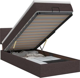 vidaXL Letto Ottomano Con Materasso Marrone Scuro 90 X 190 Cm Tessuto Vidaxl