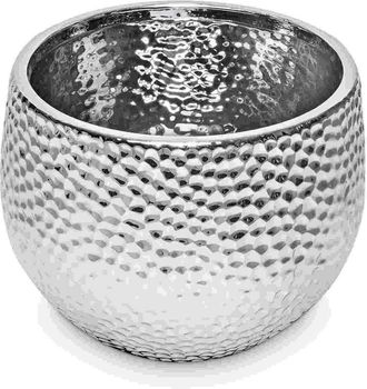 Kaheku Kübel - CORO - (13H x 16D cm, Keramik mit Hammerschlag-Effekt, silber-glasiert)