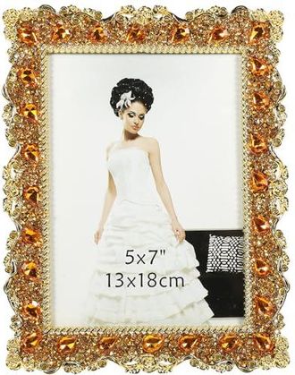 Amosfun Cadre Photo Rhinestones Europ&eacute;en Support D&eacute;coratif De Bureau Cadre Photo De Luxe Avec Motif Al&eacute;atoire Pour Souvenirs Pr&eacute;cieux