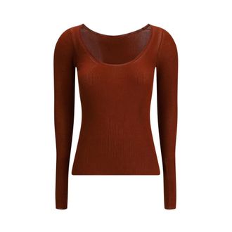 Petar Petrov Femme, Pulls, Brun, Taille: 38 FR Haut ajust&eacute; c&ocirc;tel&eacute; avec manches longues