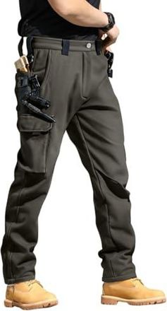 Generic Pantalon cargo tactique dhiver doublé en polaire pour homme, imperméable, résistant à la déchirure et extensible, pantalon de travail multi-poches pou