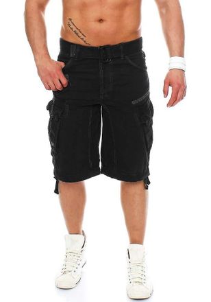 Geographical Norway Herren Baumwoll Cargo Shorts Parasol Stoff-G&uuml;rtel,Black,3XL