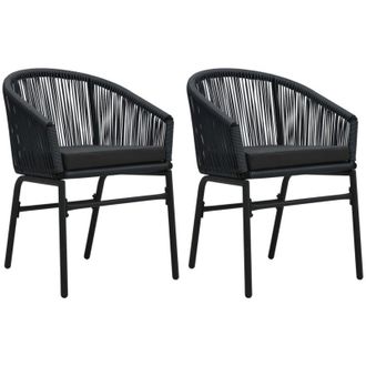 vidaXL Chaises de jardin lot de 2 Noir Rotin pe - Vidaxl