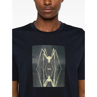 HUGO BOSS Graphic Print Cotton T-Shirt - Blue