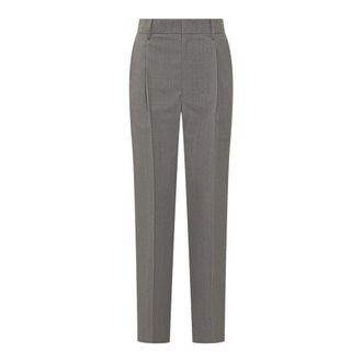 Victoria Beckham Femme, Pantalons, Gris, Taille: 36 FR Pantalon Pliss&eacute; en Laine Vierge
