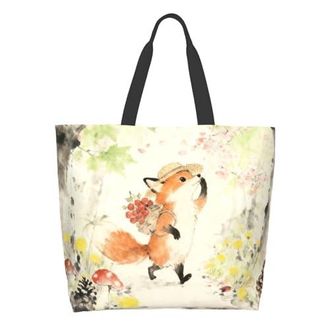 Generic Fourr&eacute; De Baies De Renard Sac Cabas R&eacute;utilisable Sacs Pliable Sac A Main Femme Pour Travail Voyage Gym