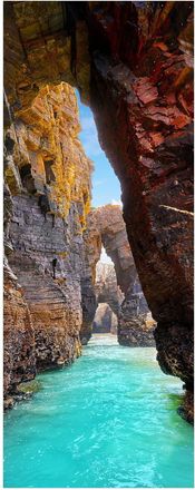 Wallario Glasbild Tor zum Ozean - 50 x 125 cm Wandbilder Glas in Premium-Qualit&auml;t: Brillante Farben, freischwebende Optik