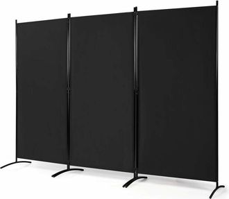 Costway Costway - Paravent sur Pied 3 Panneaux Pliable,Brise Vue,Cloison de Séparation Pièce Protéger Privée, 260 x 183 cm Noir