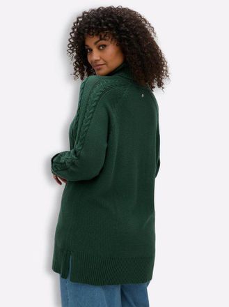 Sheego Strickpullover Pullover Langarm Grobstrick, Zopfmuster
