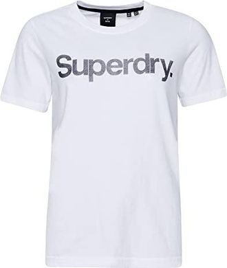 Superdry T-Shirt pour Femme CL Tee, Blanc Brillant, XS