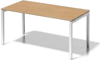 Bisley Cito Schreibtisch, 650-850 mm höheneinstellbares U-Gestell, Metall, Bc396 Dekor Buche, Gestell Verkehrsweiß, 80 x 160 x 85 cm