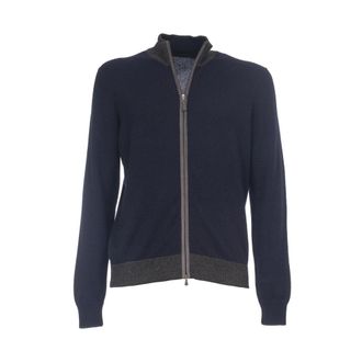 Gran Sasso Gerippter Woll-Cardigan mit Doppelrei&szlig;verschluss - - Knitwear - Herren - Blau - 2XL