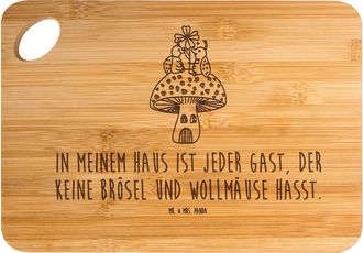 Mr. & Mrs. Panda Bambus - Schneidebrett Marienkäfer Fliegenpilz - Geschenk, Frühstücksbrett, lustige Sprüche, Haus, Holzschneidebrett, zuhause
