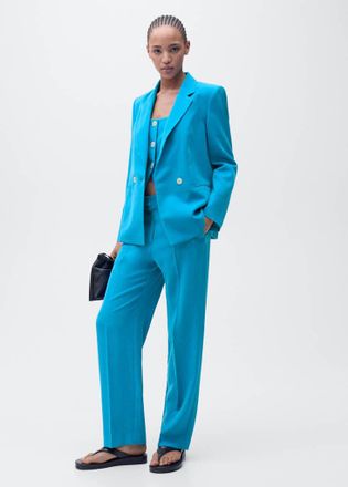 Mango Blazer costume droit bleu - Femme - XXL - MANGO