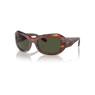 Ray-Ban Beate Sonnenbrillen Havana Gestreift Fassung Gr&uuml;n Glas 56-20