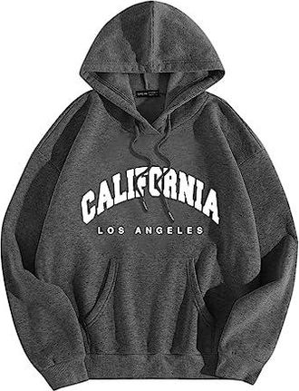 Generic Sweat &agrave; capuche Los Angeles California pour femme - Imprim&eacute; graphique - Uni - Esth&eacute;tique - Los Angeles - V&ecirc;tements &agrave; capuche - Manches longues avec po