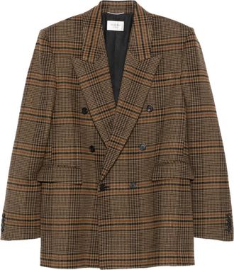 Saint Laurent Doppelreihiges Sakko mit Karo - Braun