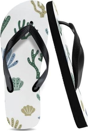 Generic Tongs unisexes pour homme, chaussures de plage, sandales d&eacute;t&eacute; l&eacute;g&egrave;res, chaussures de douche, cadeaux amusants pour femmes, Coraux de mer verts et bleu