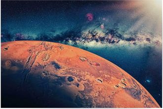 artboxONE Poster 120x80 cm Reise Der Rote Planet hochwertiger Design Kunstdruck - Bild mars kosmos krater