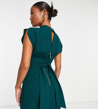 Closet Minikleid in Smaragdgr&uuml;n mit gebundenem Tailleng&uuml;rtel