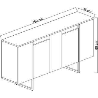 Hanah Home Buffet en bois Luxe - 160 x 35 x 80 cm - Anthracite Dor&eacute;