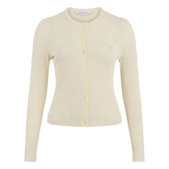 Maison Kitsun&eacute; Baby Fox Strickjacke mit Rippenmuster - - Knitwear - Damen - Gelb - S
