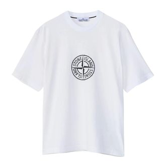 Stone Island Homme, Tops, Blanc, Taille: S All Around Compass T-Shirt