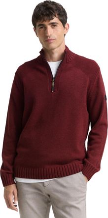 Tom Tailor Herren 1048768 Troyer Strickpullover mit RIPP-Details, 39101-Bordeaux Melange, 3XL