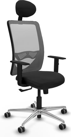 Piqueras y Crespo B&uuml;rostuhl aus schwarzem Mesh Zulema mit 1D-Armen, h&ouml;henverstellbarer Lendenwirbelst&uuml;tze und festem Kopfteil, ausgestattet mit 3 Positionen und Schneid