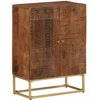 vidaXL Vidaxl - Buffet noir en bois de manguier massif et fer - Dimensions 55x30x76 cm - Grand espace de rangement d&eacute;coratif
