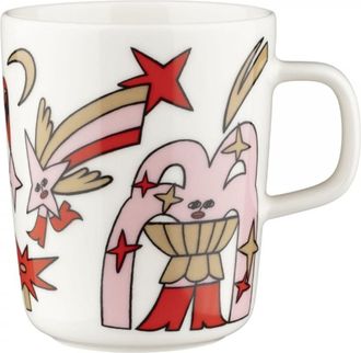 Marimekko Oiva/Aureate Glow Mug 2,5 dl, lt.pink, red, beige, Black