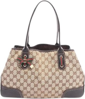 Gucci Pre-owned Sac cabas Princy en toile et cuir - Femme - Pre-owned - Beige - Taille: ONE Size