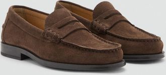 Mango Mocassins d&eacute;coupe cuir su&egrave;de marron - Homme - 39 - MANGO MAN