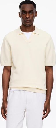 Arket Strukturiertes Polohemd -Wei&szlig;