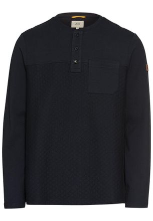 Camel Active Herren Langarm Henley mit Brusttasche Dunkelblau, menswear-3XL