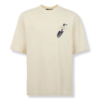 Jacquemus Homme, Tops, Beige, Taille: L T-Shirt Brod&eacute; Pelle