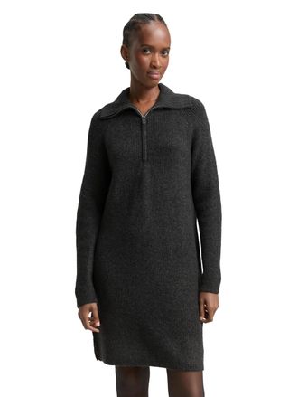 Tom Tailor Damen 1049060 Mini-Kleid Mit Troyer-Kragen, 10522 - Shale Grey Melange, M EU