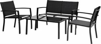 Habitat et Jardin Salon de jardin bas Lino - 4 places - Noir