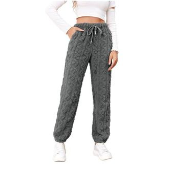 Generic Legging thermique pour femme 2025 - Pantalon chaud pour femme - Couleur unie - Laine douce - Pantalon dhiver confortable en peluche pour lautomne et l