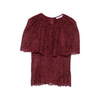 Self Portrait Ruffled Lace-overlay Top
