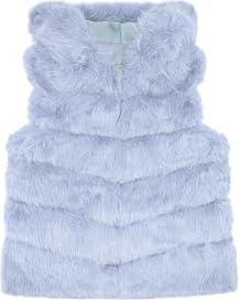 Queen Helena Manteau de fourrure sans manches chaud veste dhiver décontractée élégante femme PLC03-1, bleu, Taille unique