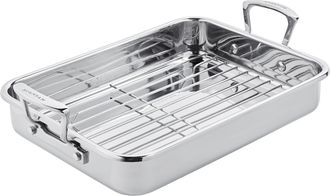 Scanpan Scanpan Impact Auflaufform 43x28 cm, 4,5 l mit Rost | Edelstahl-Bräter | Tropffreier Rand | Für alle Herdarten inkl. Induktion | Ofenfest