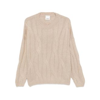 Allude Pullover mit Zopfmuster und Rundhalsausschnitt - - Knitwear - Damen - Braun - S