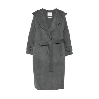 SOLOTRE Mantel mit Schalkragen und G&uuml;rtel - - Coats - Damen - Grau - 2XS