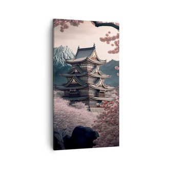 Arttor Bilder auf Leinwand Asien Japan Japanische Kirsche Leinwandbild mit Rahmen 45x80cm Wandbilder Dekoration Wohnzimmer Schlafzimmer K&uuml;che Deko Klein Wand