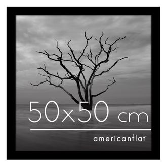 Americanflat 50x50 cm Bilderrahmen aus MDF-Holz mit Plexi-Scheibe - quadratischer Fotorahmen mit integrierter Aufhängung für die Wand - Schwarz
