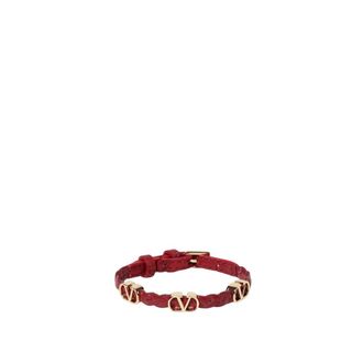 Valentino Garavani Femme, Accessoires, Rouge, Taille: ONE Size Bracelet en cuir Jewel