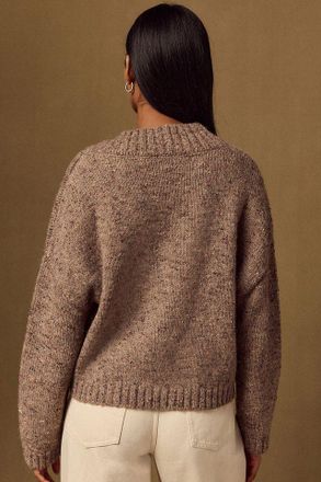 Next Strickpullover Lang&auml;rmeliger, noppiger Pullover mit V-Ausschnitt (1-tlg)